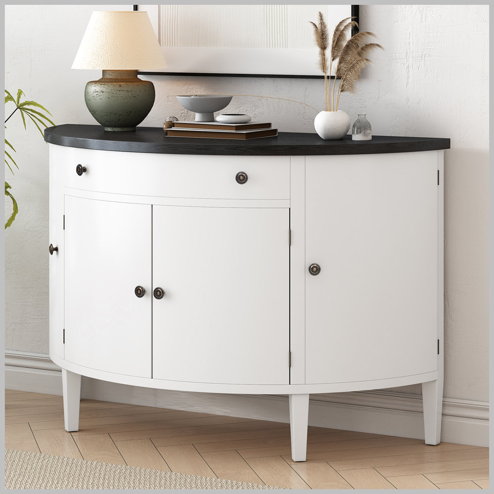 Ebern Designs Modern Curved Design Storage Sideboard Cabinet With ...