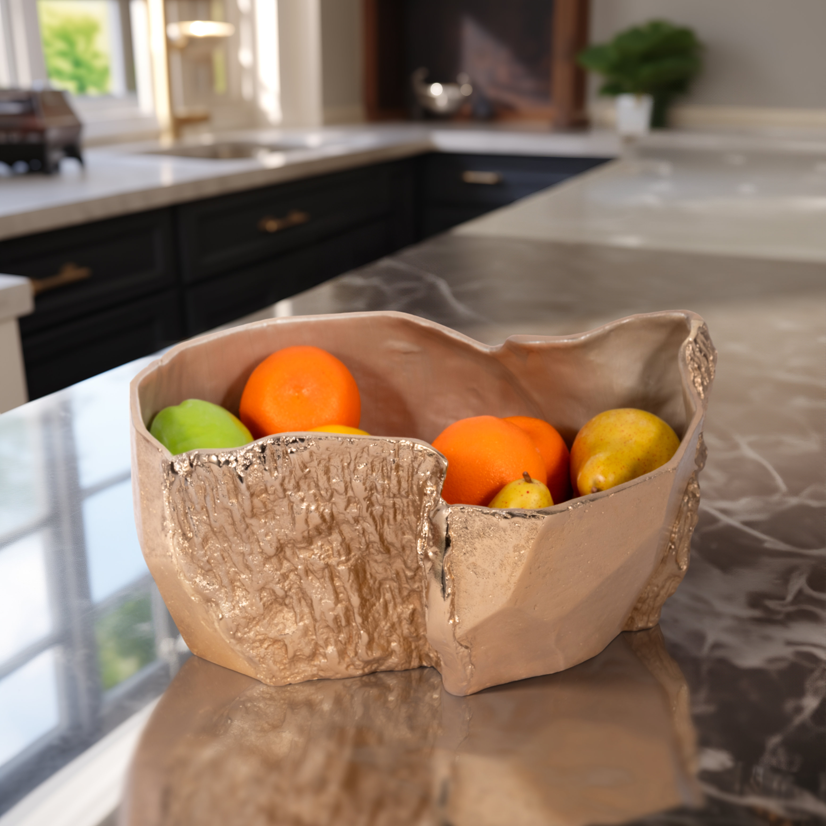 Mercer41 Jillane Metal Bowl with Sculptural Textured Design and Faceted ...