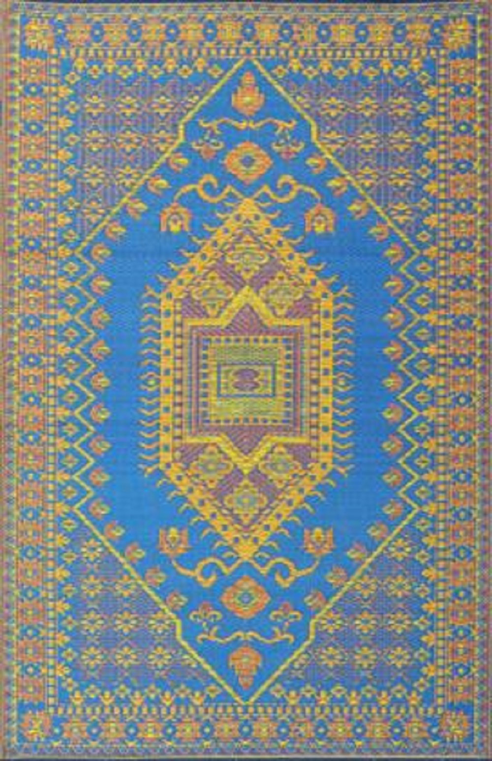 Mad Mats Oriental Turkish Blue Indoor/Outdoor Area Rug - Reversible, UV ...