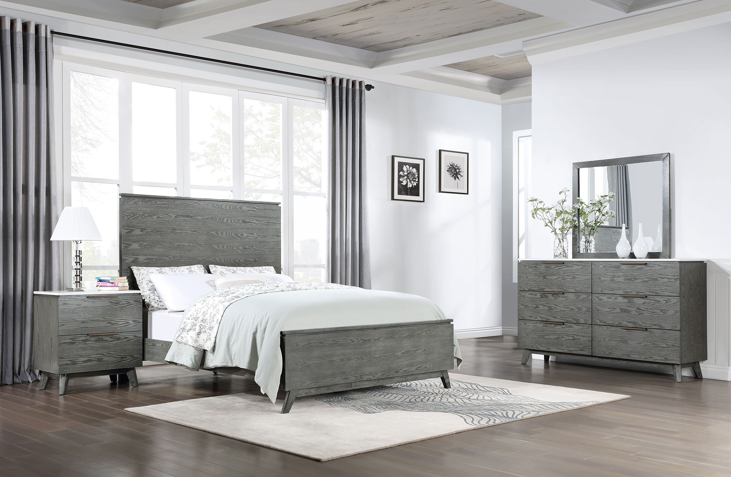 George Oliver Stylish 4-Piece Set - Bedroom Set Grey, Ideal For Modern ...