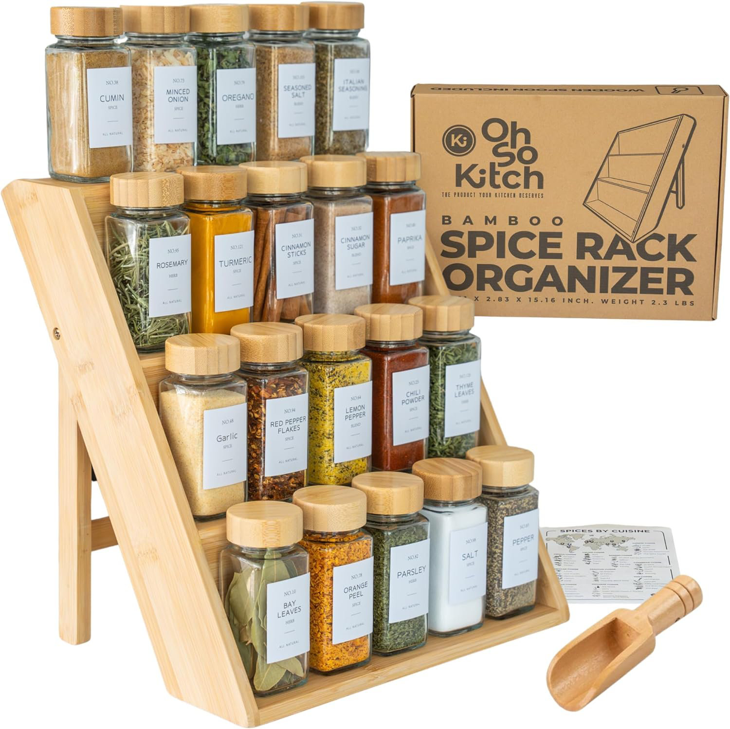 Latitude Run® Bamboo Spice Rack Organizer For Kitchen Drawer ...