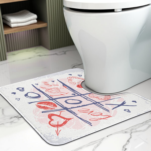 Dakota Fields Valentines Day Toilet Mat U-Shape Bathroom Rug 20" Blue ...