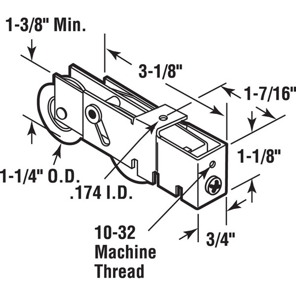 Prime-Line 1-1/4 in. Steel Ball Bearing Tandem Roller Assembly, Plain ...
