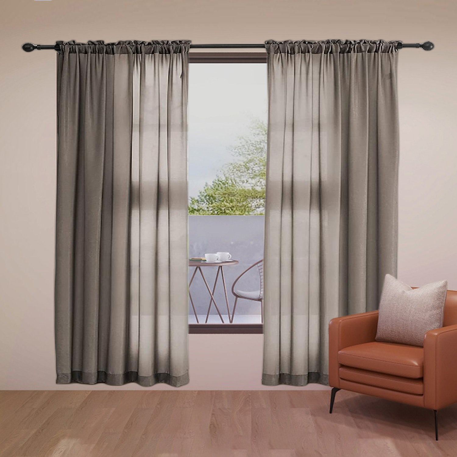 Eider & Ivory™ Teutopolis Solid Color Sheer Rod Pocket Curtain Panels ...