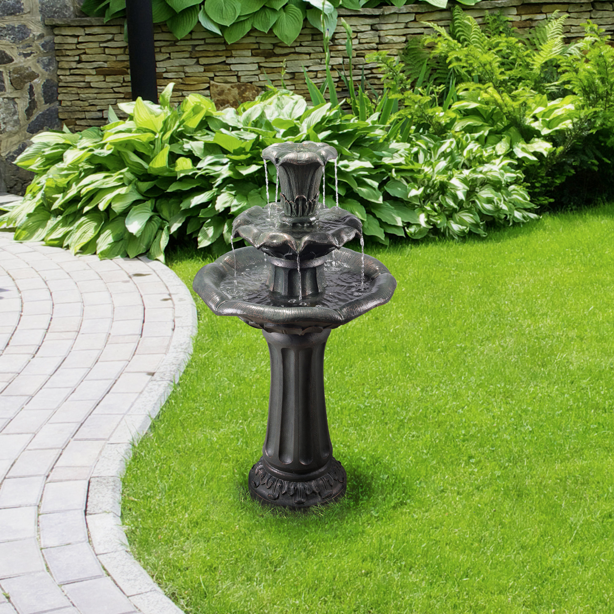 Alcott Hill® Stgermain Outdoor Lily Tier Fountain & Reviews | Wayfair