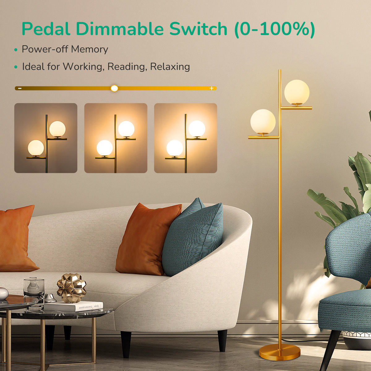 Willa Arlo™ Interiors Saez 68" LED Dimmable Tree Floor Lamp with Globe ...