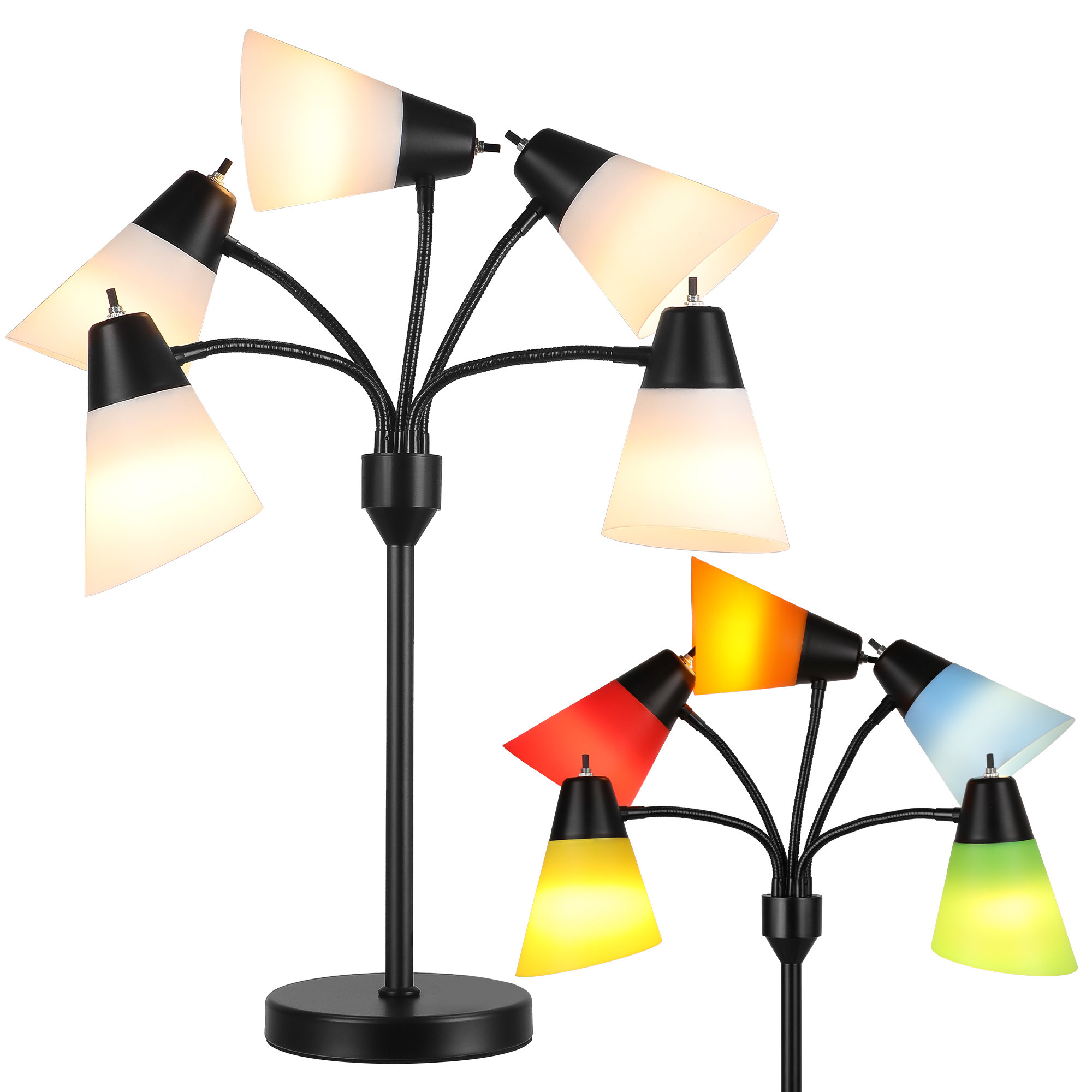 17 Stories Tree Shape Table Lamp Multi-head Medusa 5 Light Adjustable ...