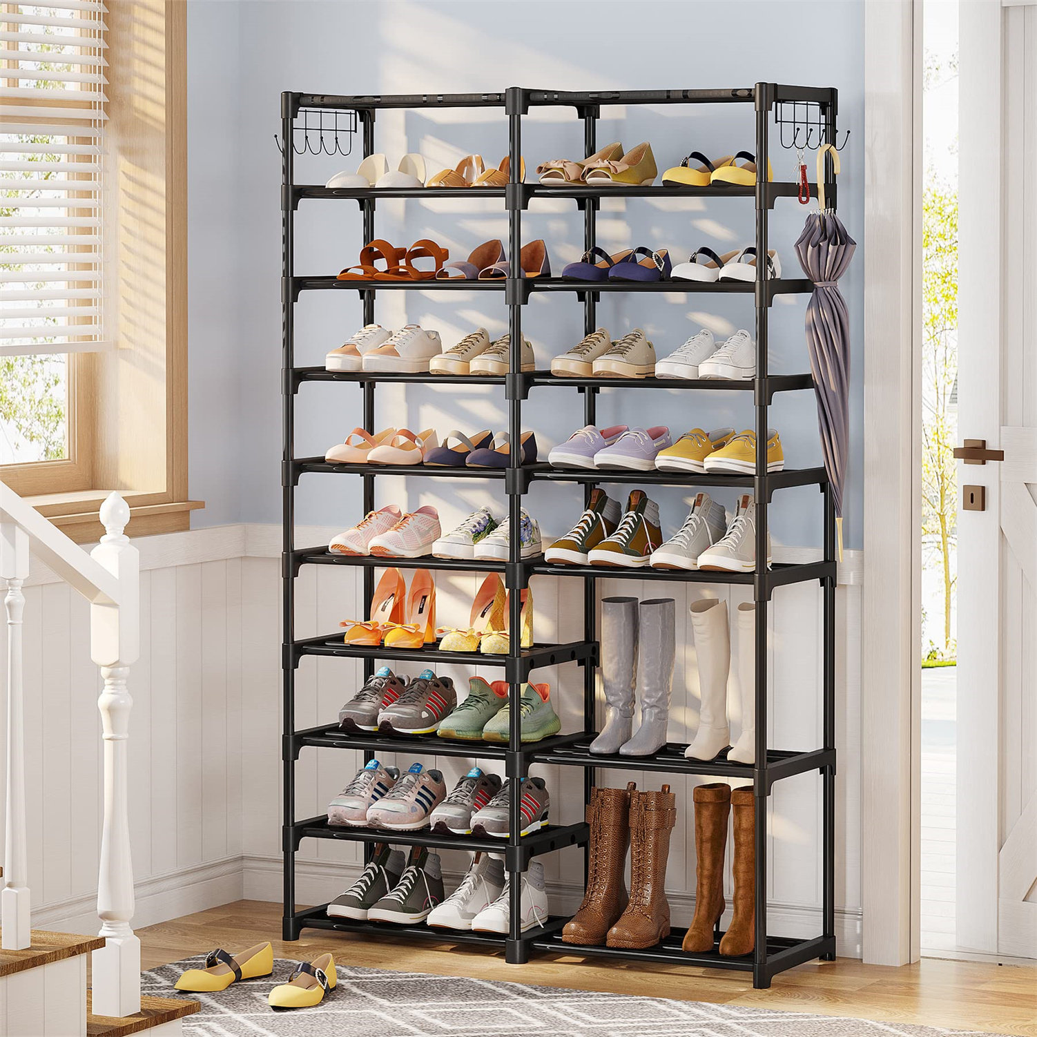 Ivy Bronx Shoe Rack Organizer, 36-44 Pairs Shoe Storage Shelf, 10 Tiers ...