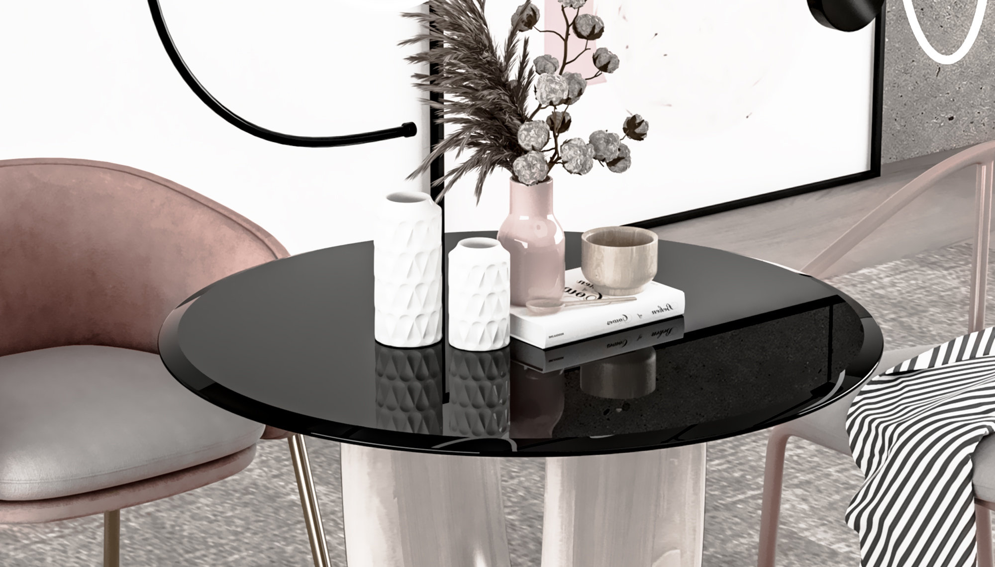 Brayden Studio Chylie Black Round Tempered Glass Table Top | Wayfair