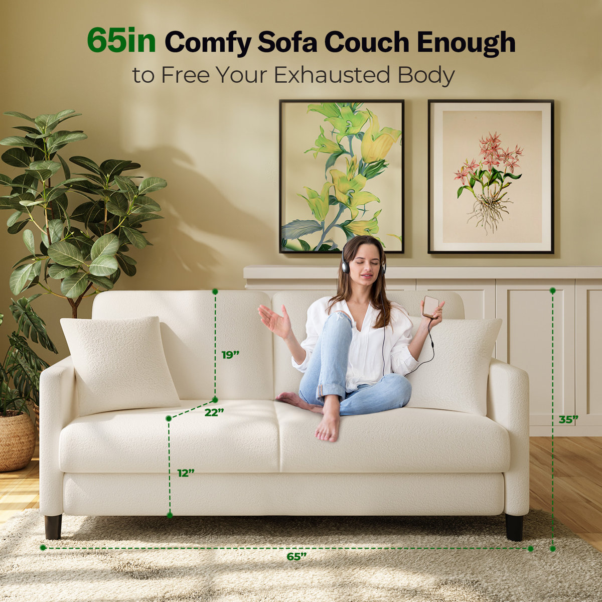 Ebern Designs Giavonnie 65'' Upholstered Loveseat, Teddy Sofa Couch ...