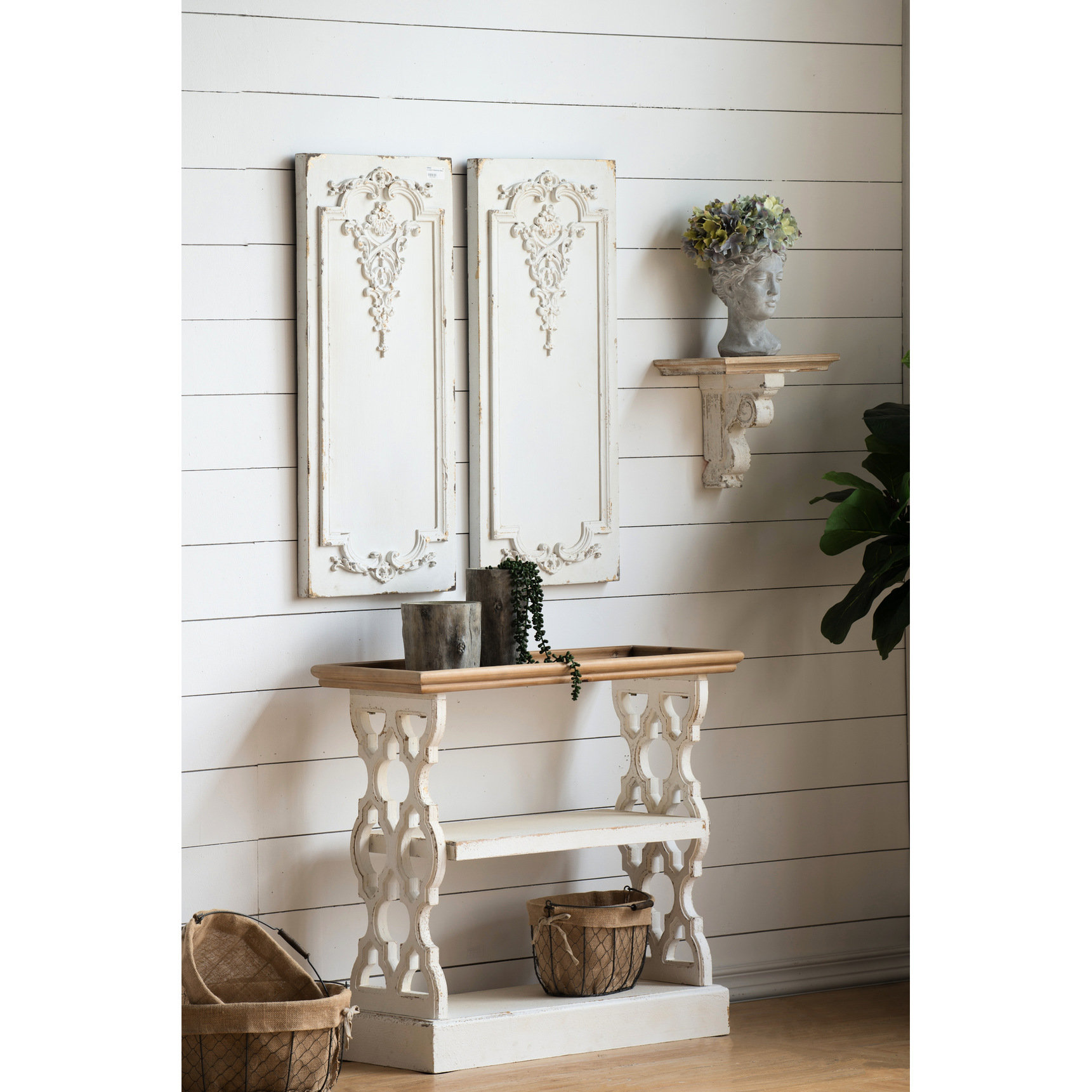 Ophelia & Co. 35.5" X 14" 32" French Country Console Table Shelf Tray ...