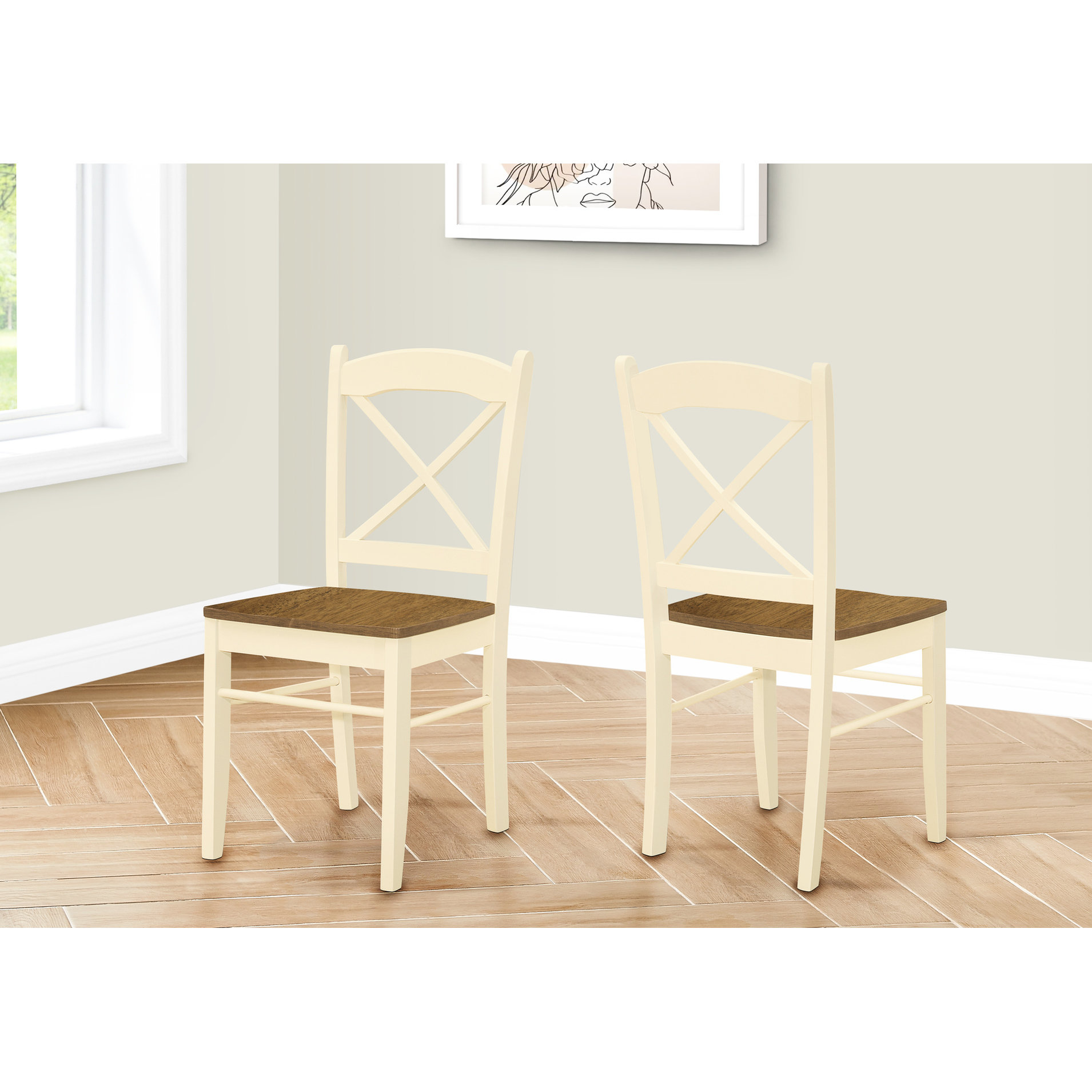 Ophelia & Co. 2 Transitional Dining Chairs, Solid Wood In Cream, Cozy ...