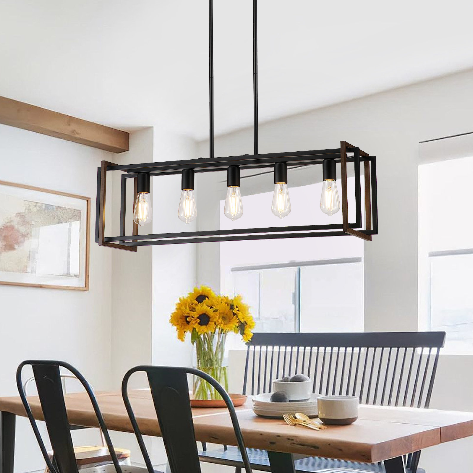 Gracie Oaks Rectangular Linear 5-light Pendant Lights - Wayfair Canada