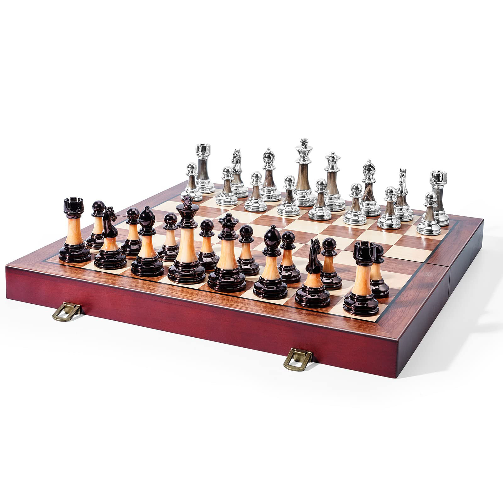 Fashion Finesse Chess Set Large 16''/42Cm Folding Wooden Board With ...
