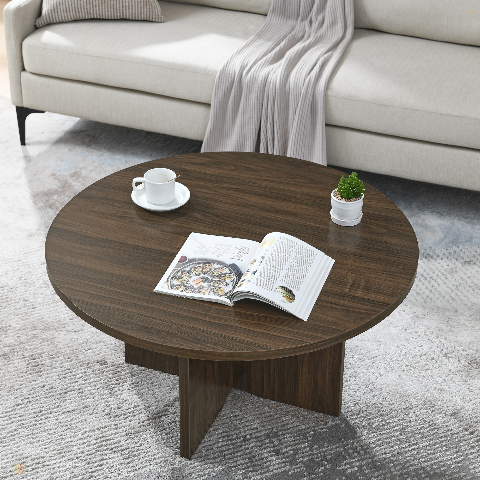 Ebern Designs Modern Minimalist Coffee Table, Solid Wood Coffee Table ...