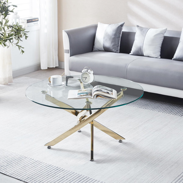 Ivy Bronx Modern Round Tempered Glass Coffee Table | Wayfair