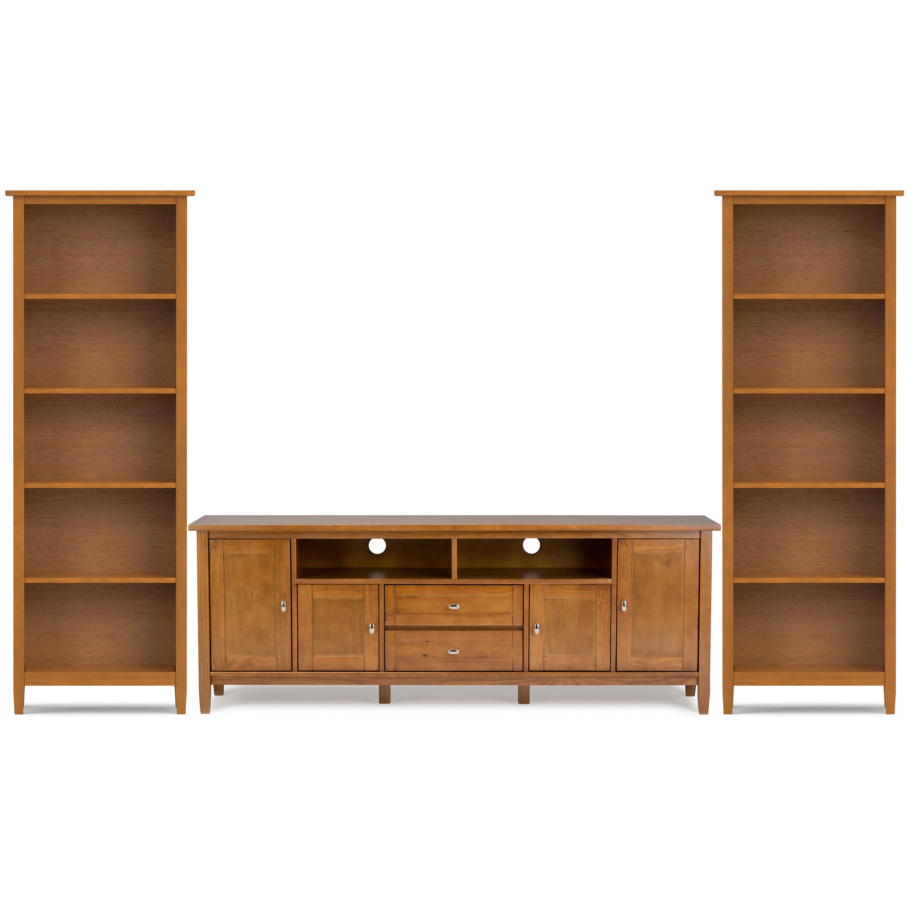 Simpli Home Warm Shaker Solid Wood Transitional 72 Inch Wide Tv Stand ...