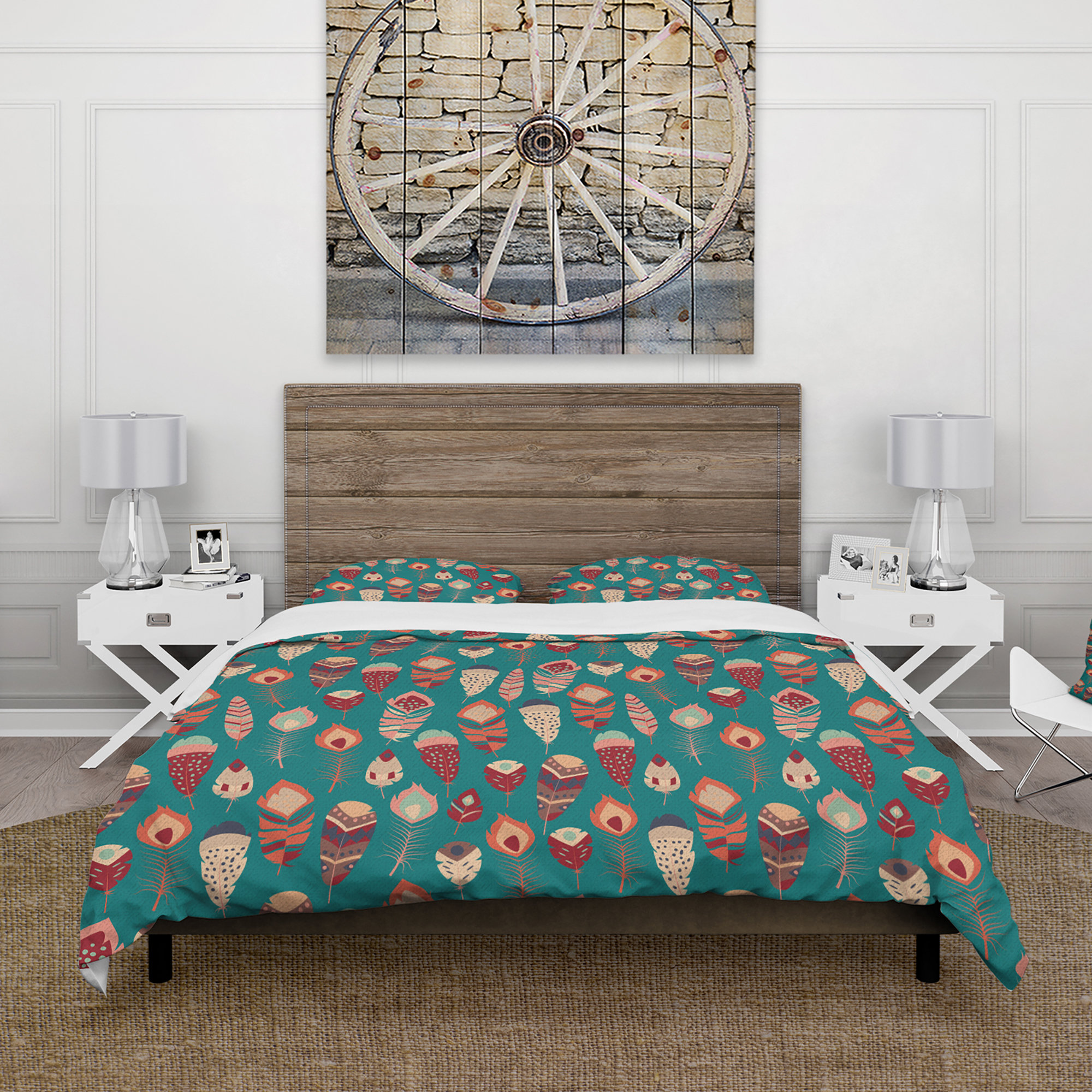 Design Art Boho Ethnic Tribal Feathers II - Bohemian Duvet Cover Set ...