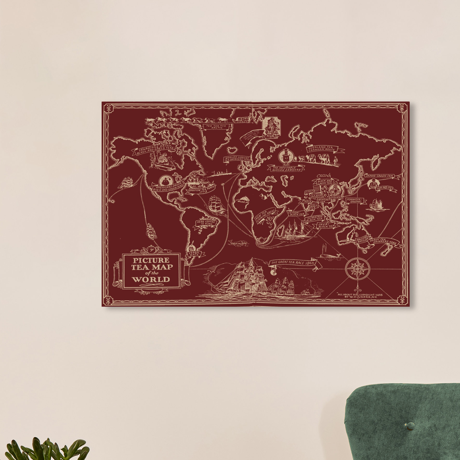 Breakwater Bay Maps and Flags Tea Map of the World Berry World Maps ...