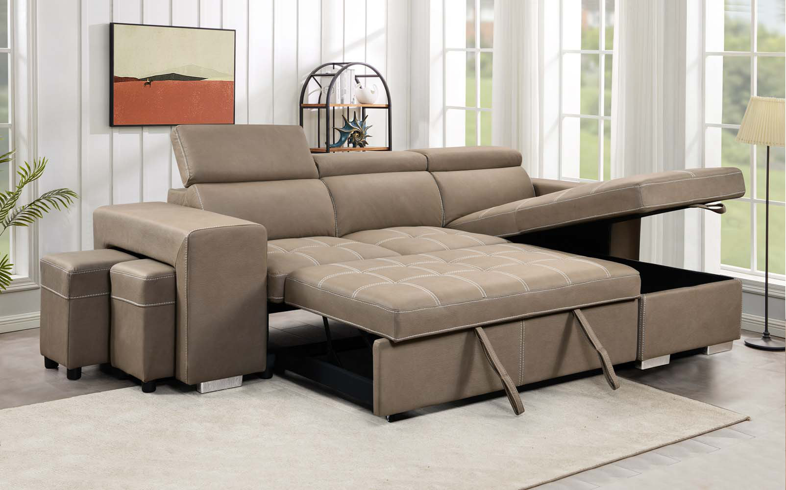 Latitude Run® Aniqa Reversible Sectional Sofa with Storage Chaise and 2 ...