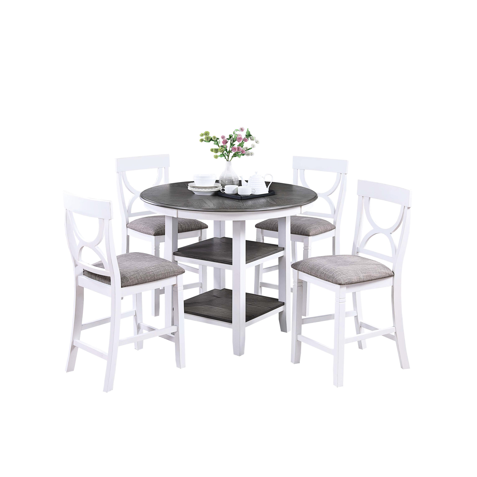 Lark Manor™ 5 Dining With Counter-height Table & Chairs, Modern Storage, Antique White+gray, For ...