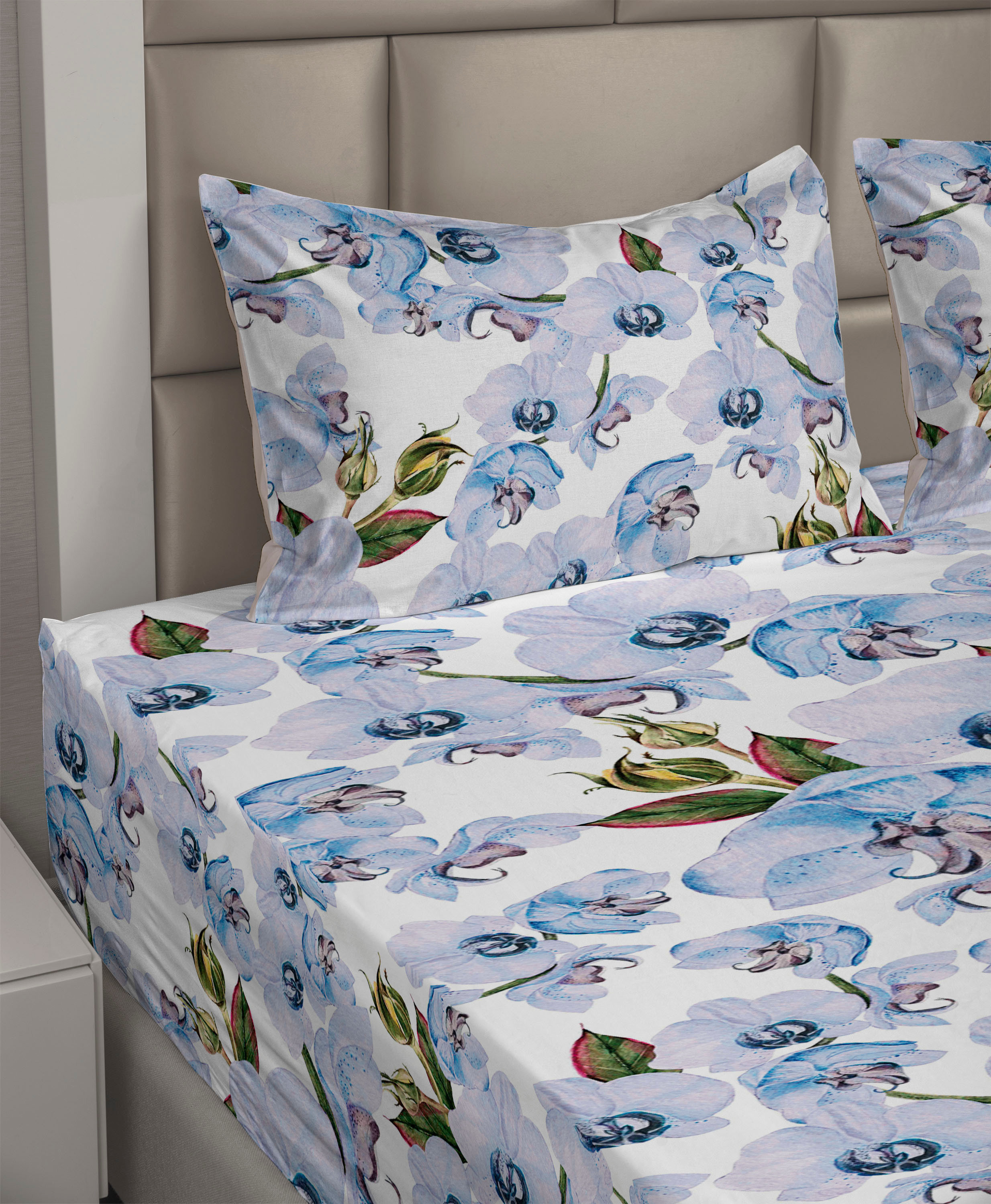 Ambesonne Orchids Pattern Sheet Set Asian Chill Flowers Pale Mauve ...
