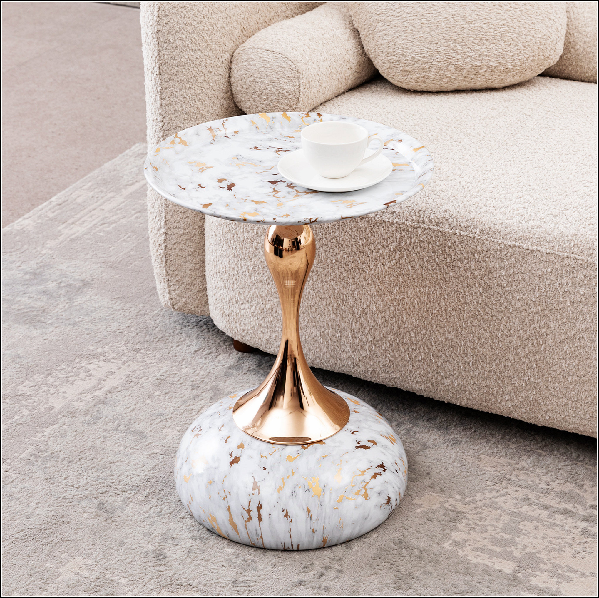 George Oliver Mermaid Tail End Coffee Table Round Side Table, Modern ...