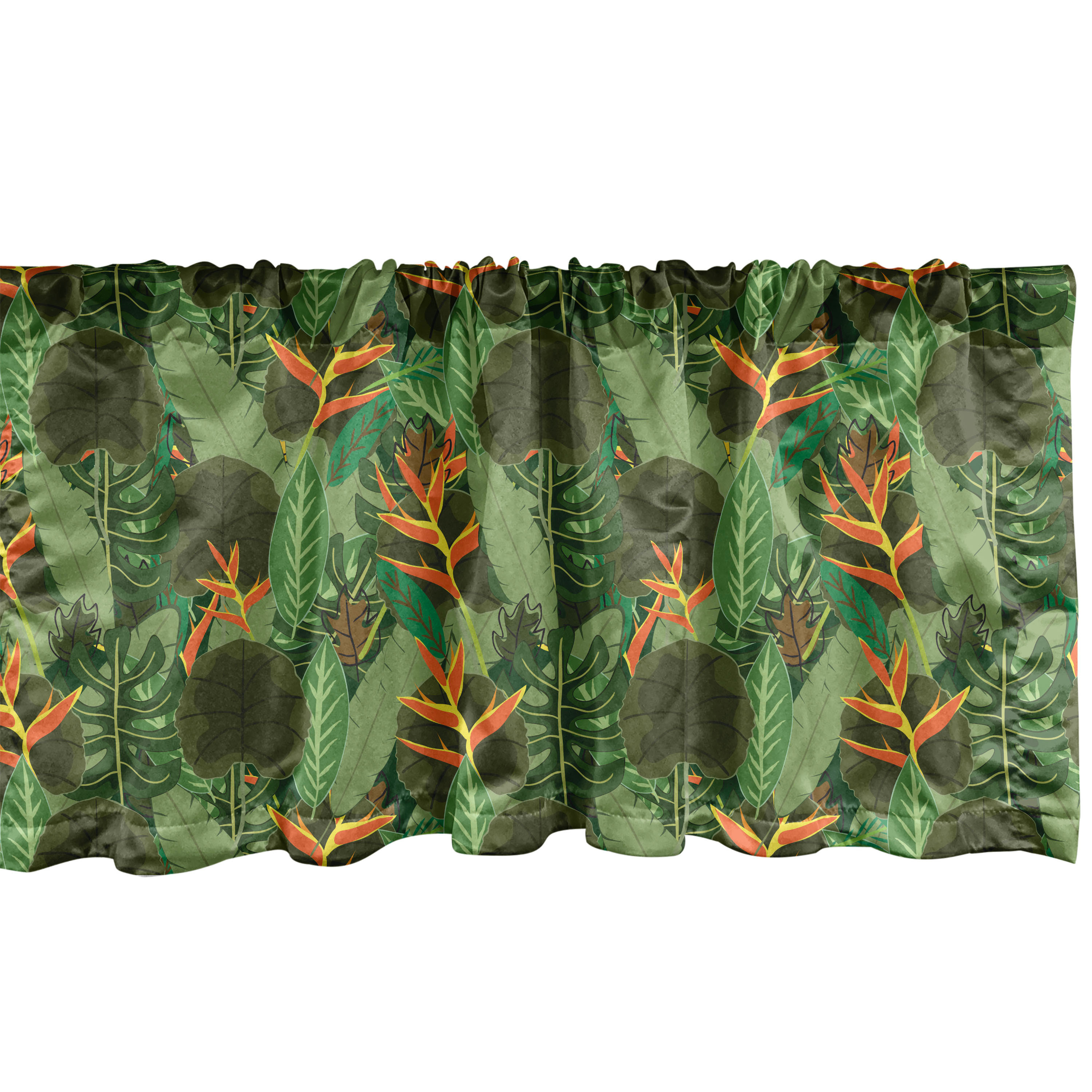 Ambesonne Botanical Valance Pack of 2 Tropical Leaves Forest Evergreen ...