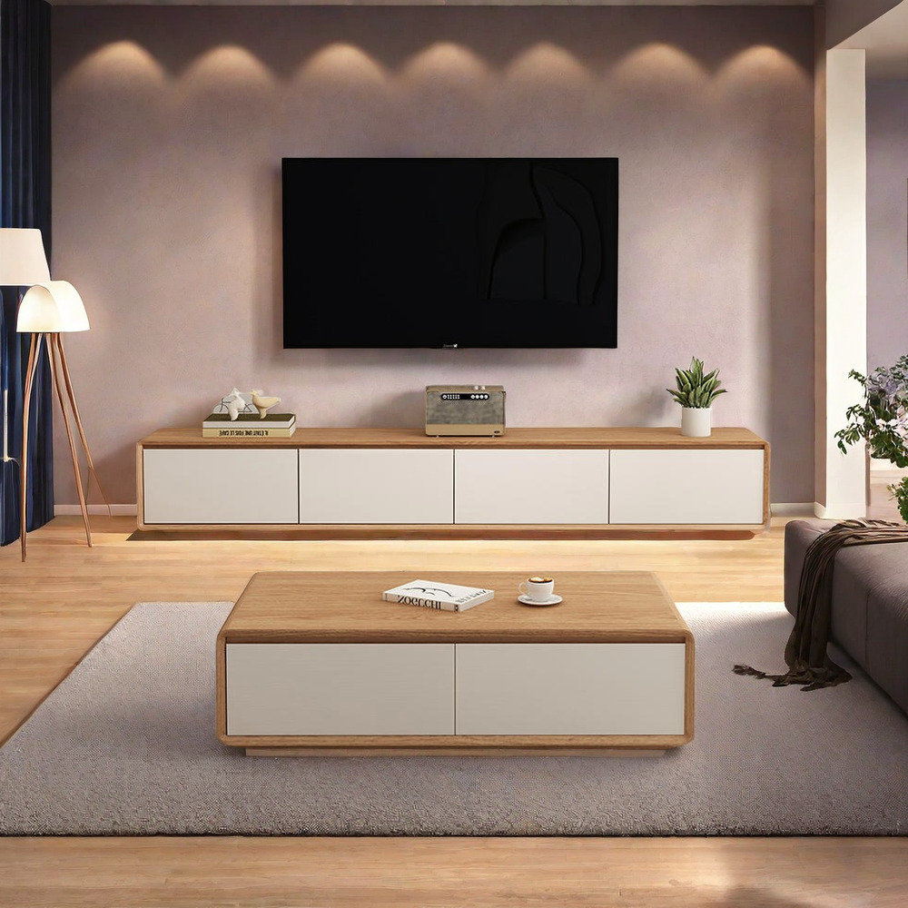 Aurora Craft Durable EO Grade Solid Wood TV Stand Coffee Table 2 ...