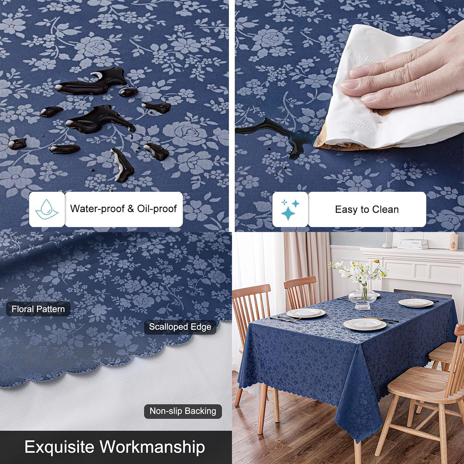 Red Barrel Studio® Waterproof Wipeable Vinyl Tablecloth,Rectangle Heavy ...