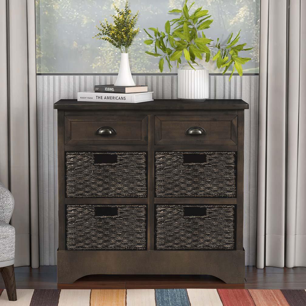 Ophelia & Co. Wood Storage Console Table with Storage Drawers and ...