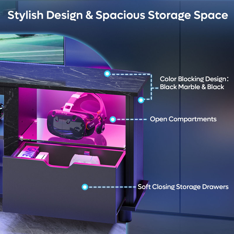 Wrought Studio™ Blagoje 70'' LED TV Stand for TVs up to 75", Gaming TV ...