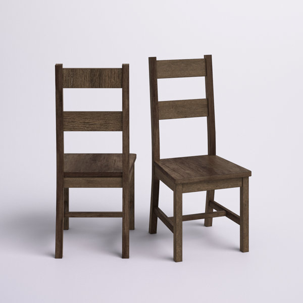 Bungalow Rose Tiernagh Solid Wood Ladder Back Side Chair in Rustic ...