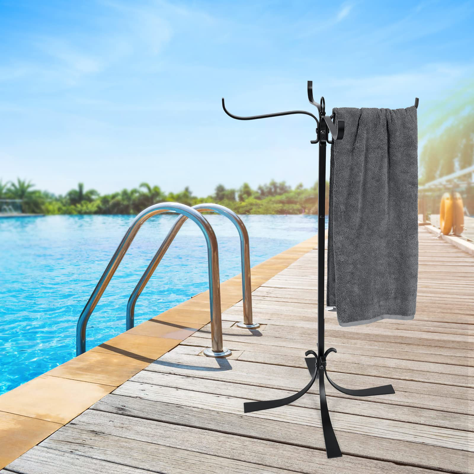 shuoli Pool Outdoor Towel Rack, Metal Heavy Duty Never Tilt Pool ...