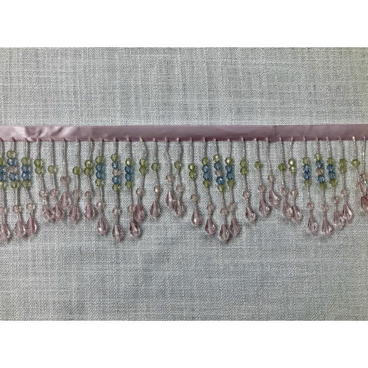 Rose Lace And Braid Lucite Crystal Beaded Fringe 4.5" Width Trim ...