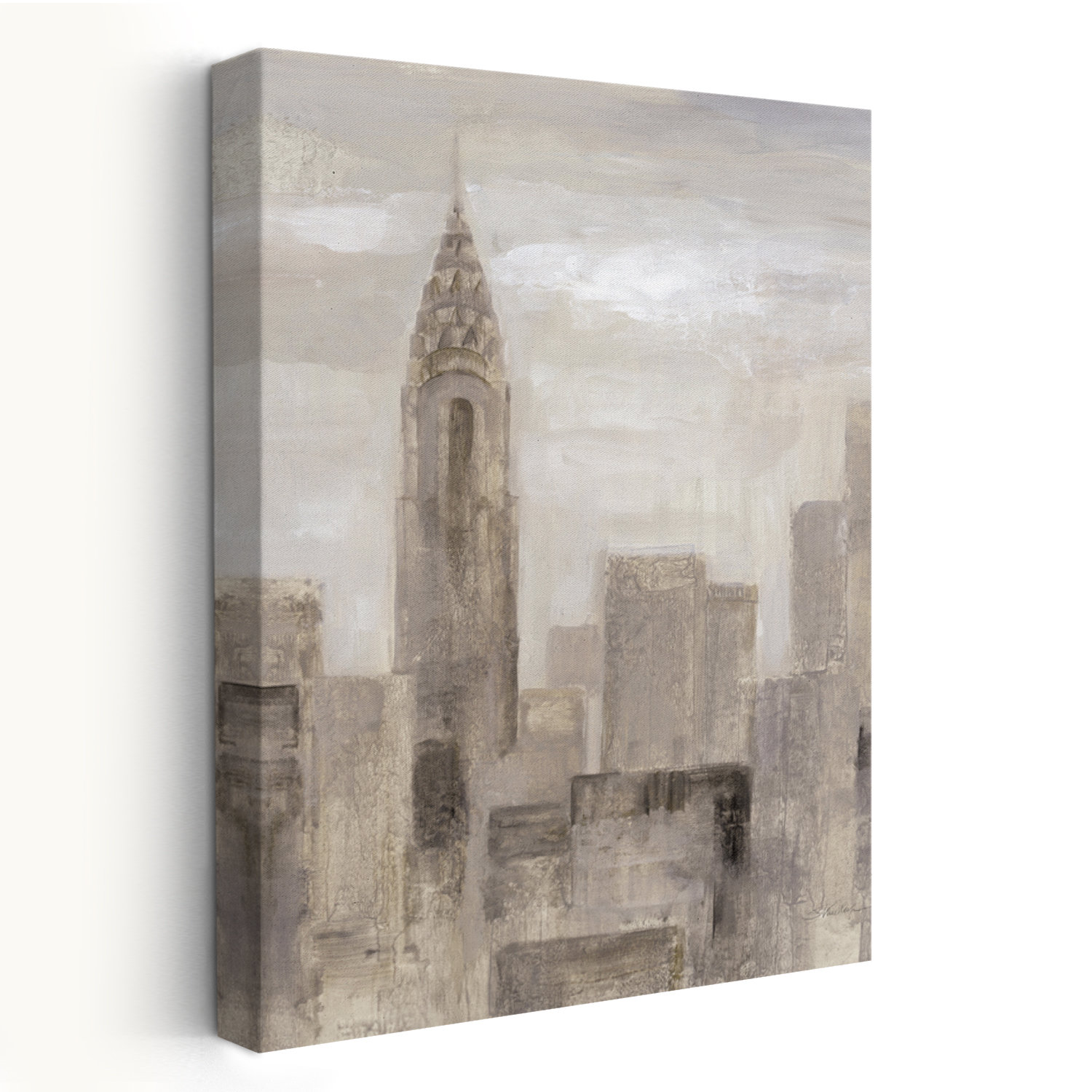 Latitude Run® City Blocks I Greige - Black Brown Chrysler Building ...