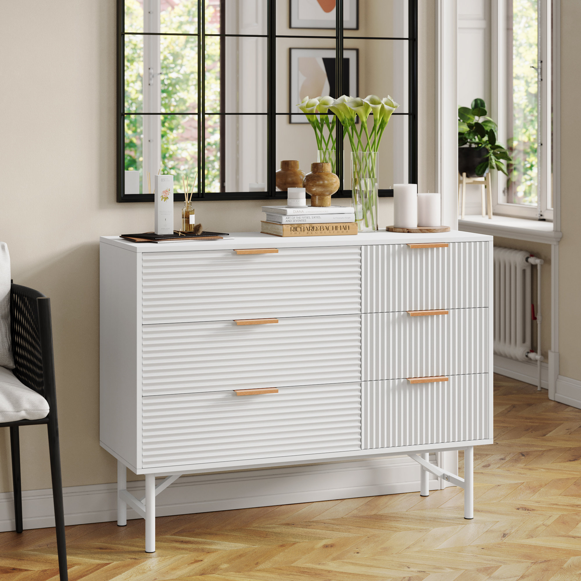 Etta Avenue™ Adele 42.5" W 6-Drawer White Double Dresser, Lingerie ...