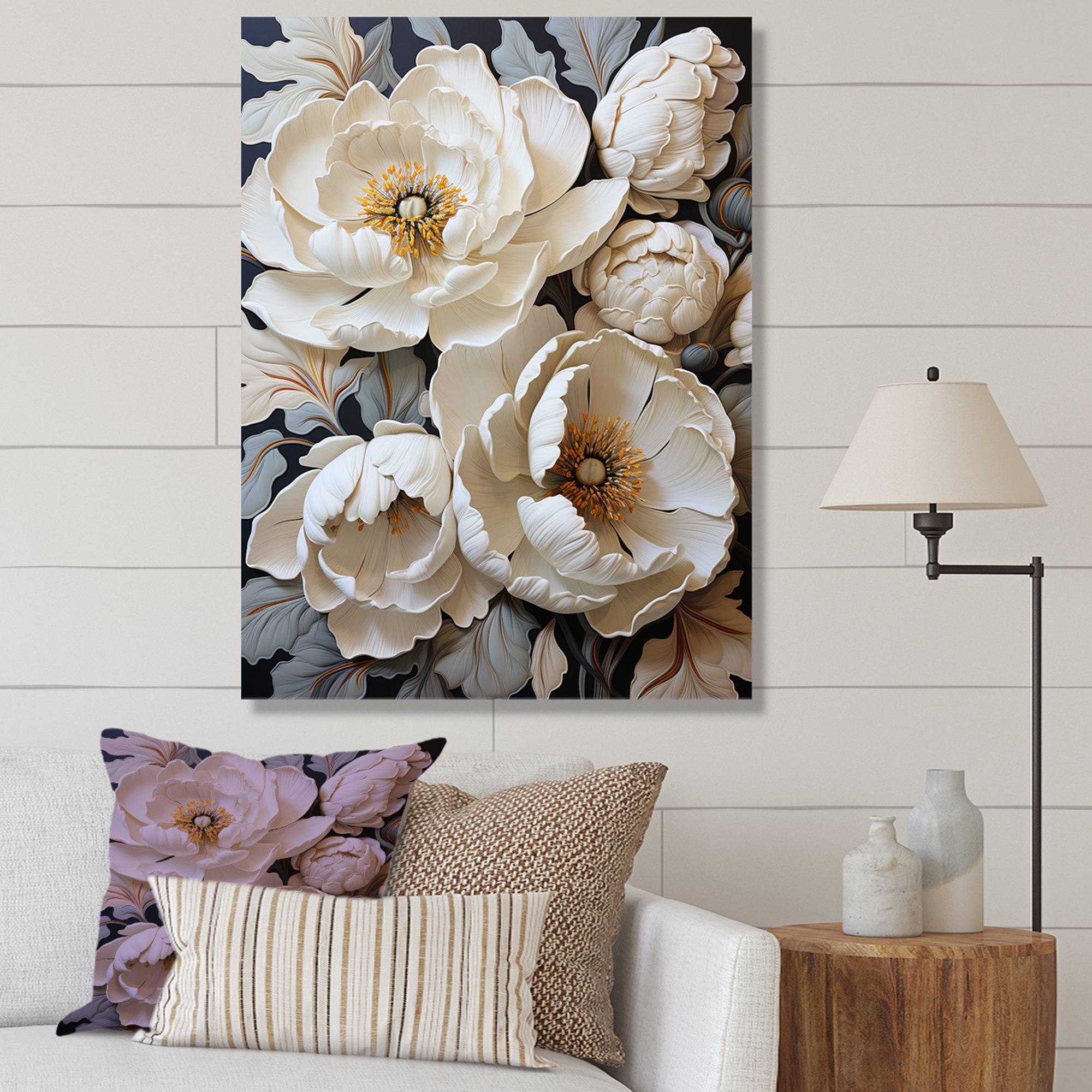 Winston Porter Minimalism White Tulips Symphony I On Canvas Print | Wayfair