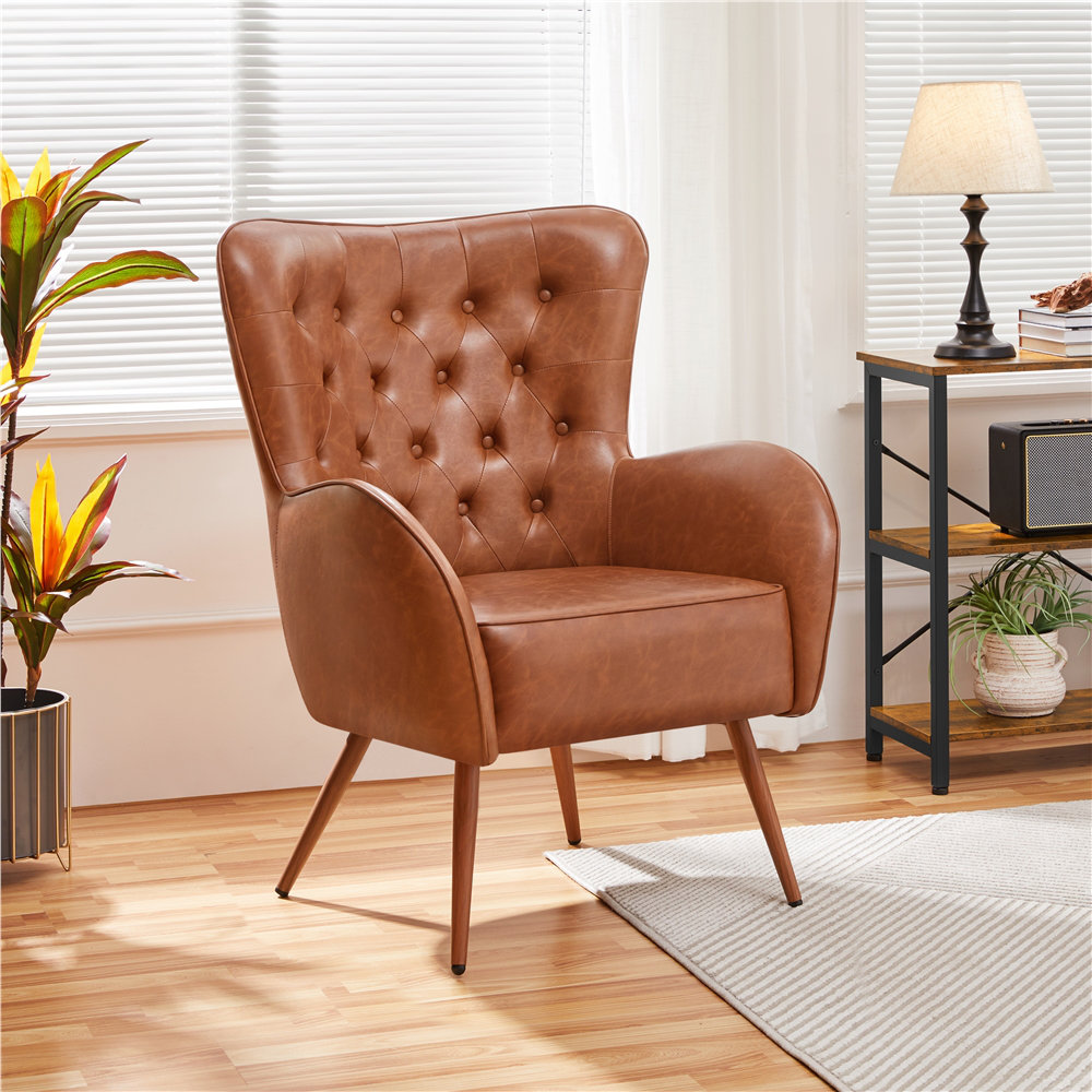 Corrigan Studio® Kynsie 29" W Tufted Faux Leather Armchair & Reviews ...