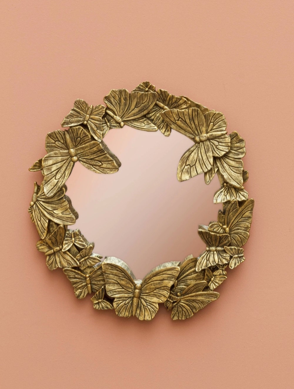 House of Hampton® Hazleigh Golden Butterfly Wall Mirror Whimsical ...