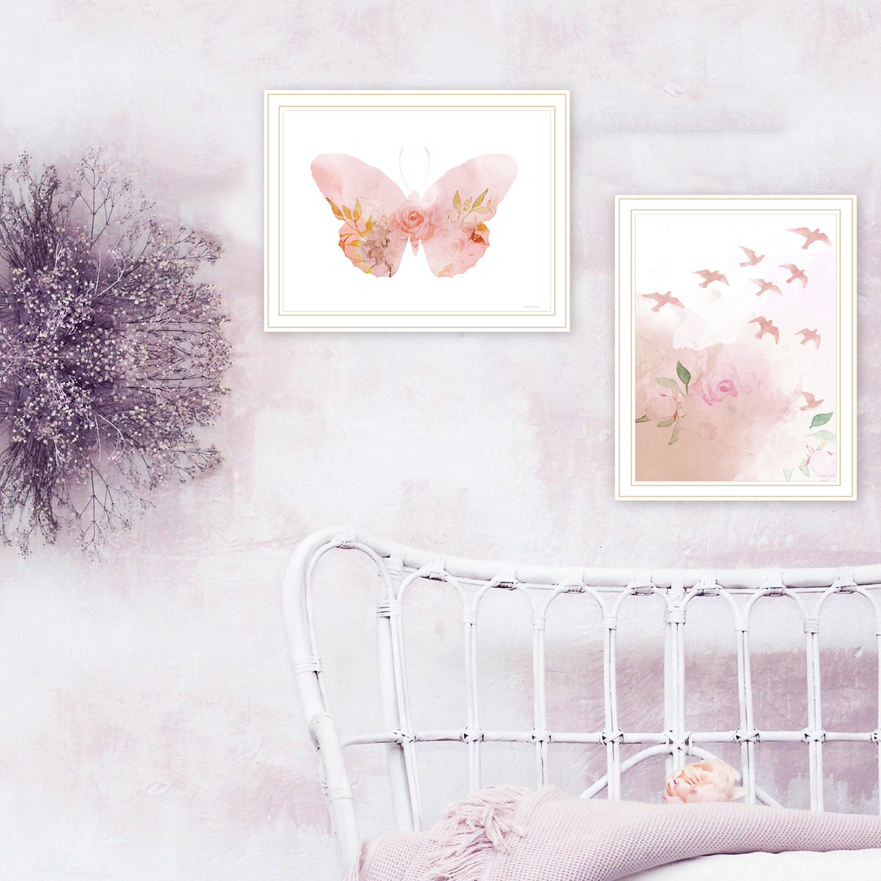 Rosalind Wheeler Wall Art Design - Meadow Flora Birds And Butterflies ...