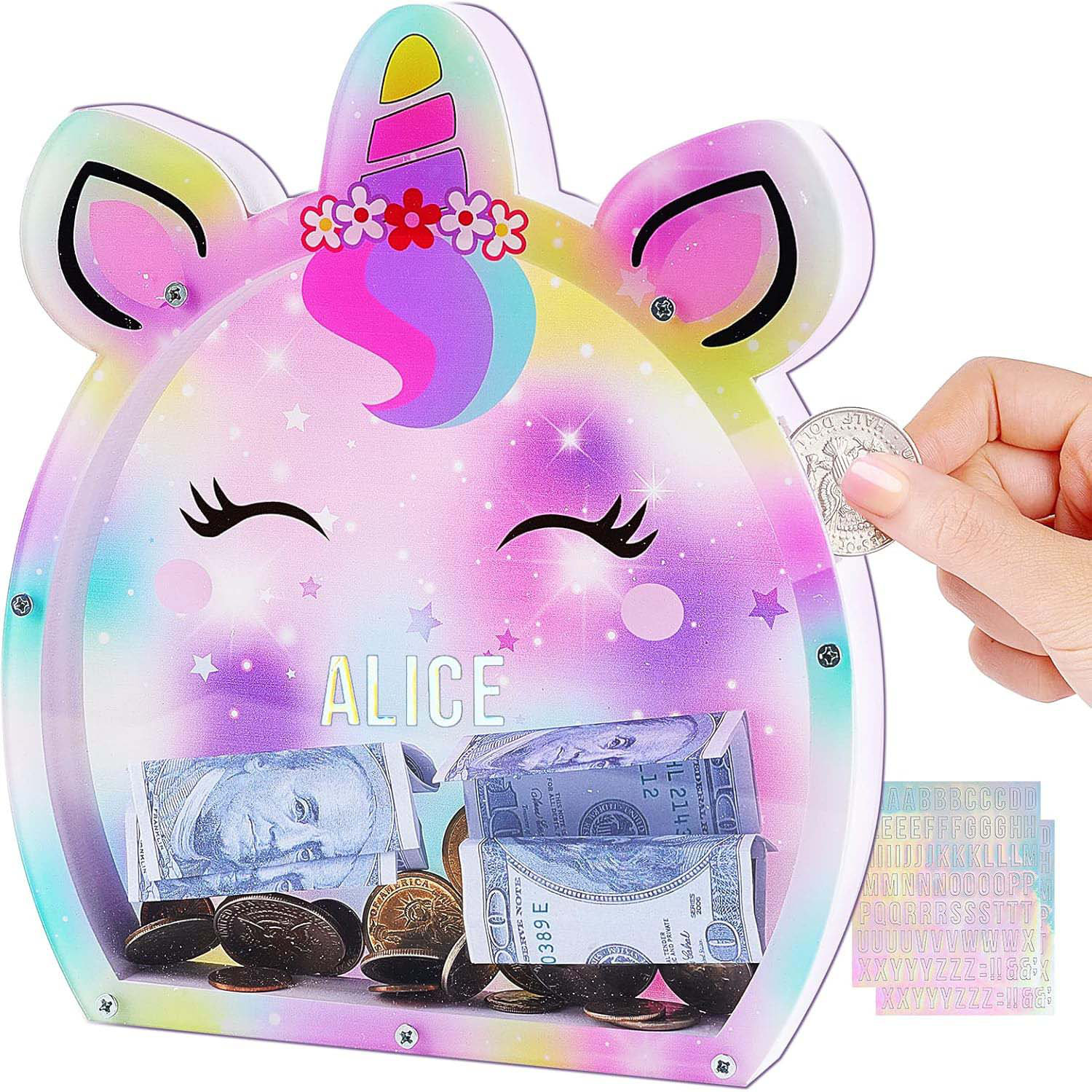 Latitude Run® Piggy Bank For Kids Girls Customize Name Coin Bank ...