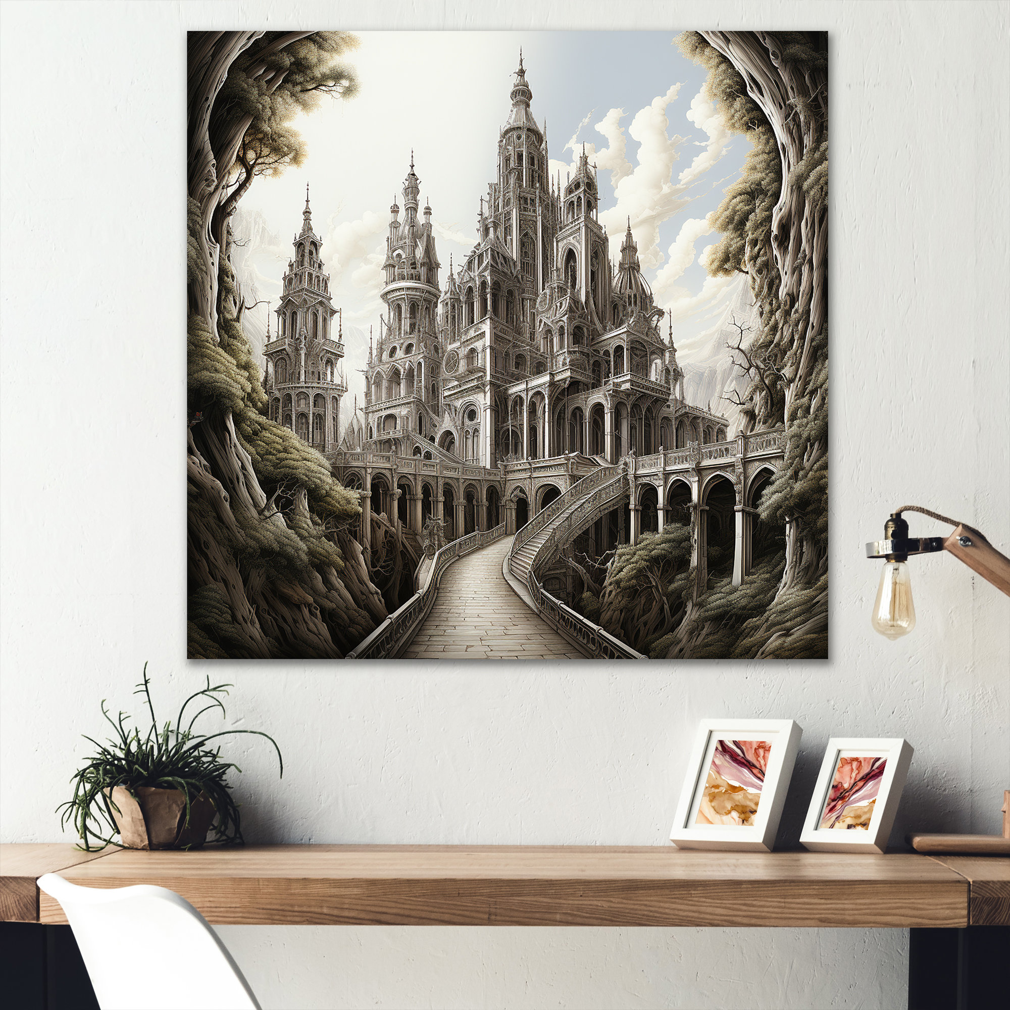Winston Porter Enchanted Drawing Of Castle Towers I Framed On Canvas ...