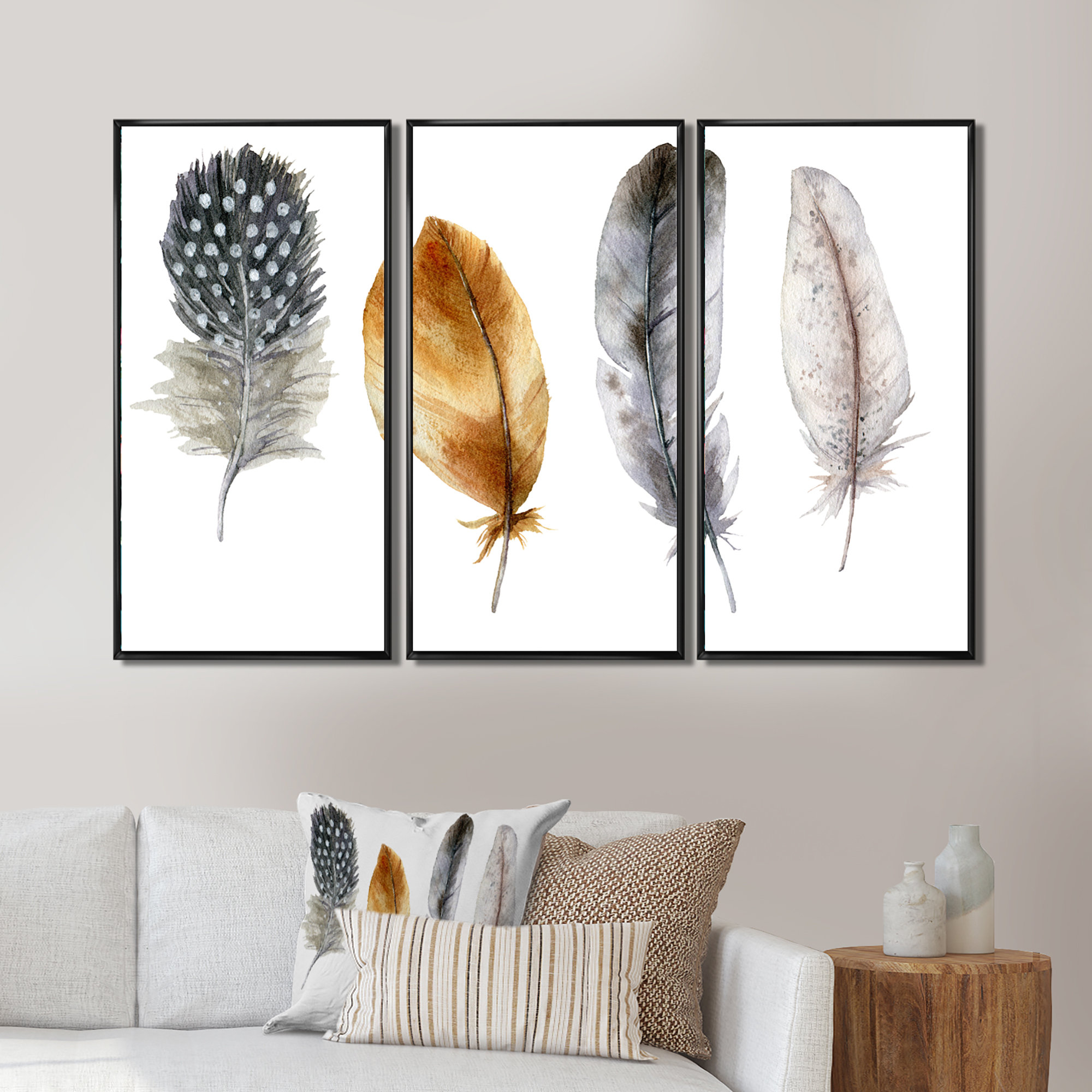 Dakota Fields Boho Feather In Orange & Blue Striped & Polka Dost ...