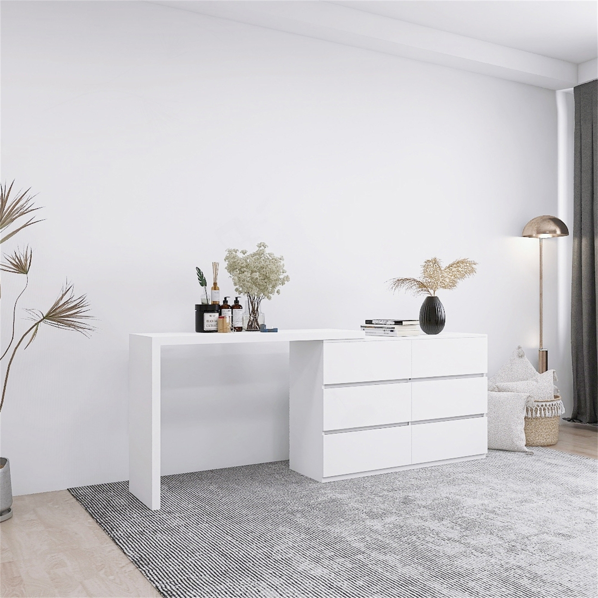 Latitude Run® Extended Desktop 6 Drawers Chest Of Drawer Without Handle ...