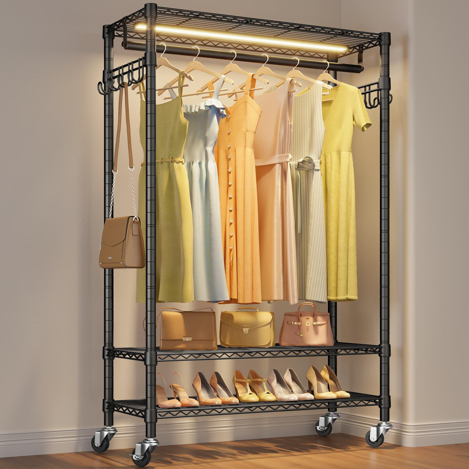 VIPEK R1L Garment Rack Rolling Clothes Rack with Dimmable Led Light ...