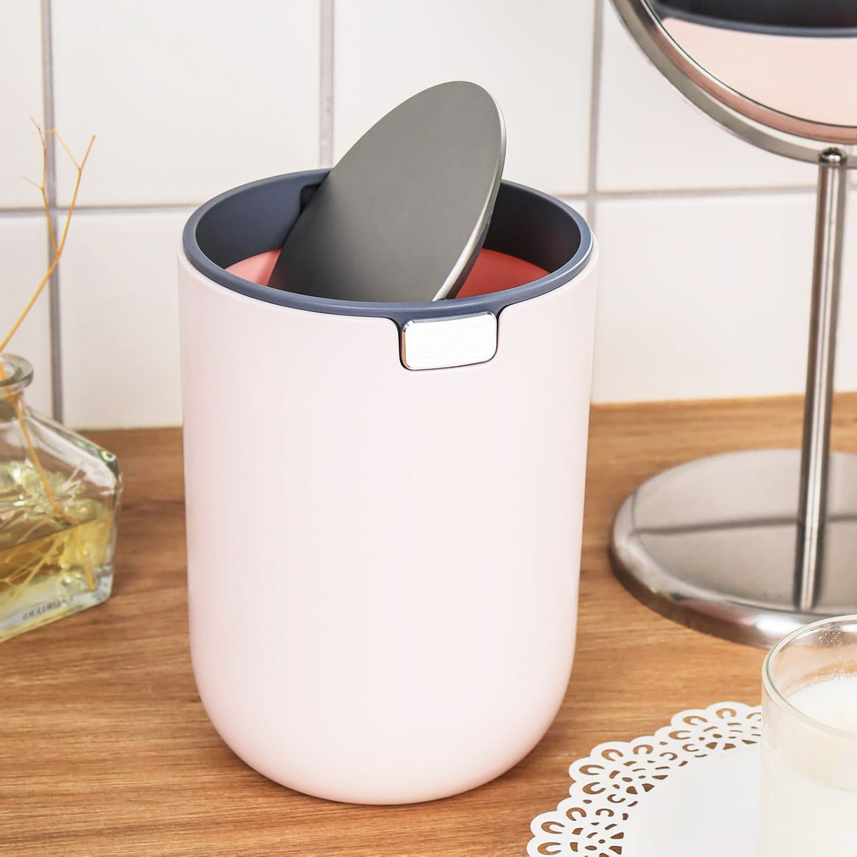 AKLOV Mini Desk Trash Can with Swing-Top Lid | Wayfair