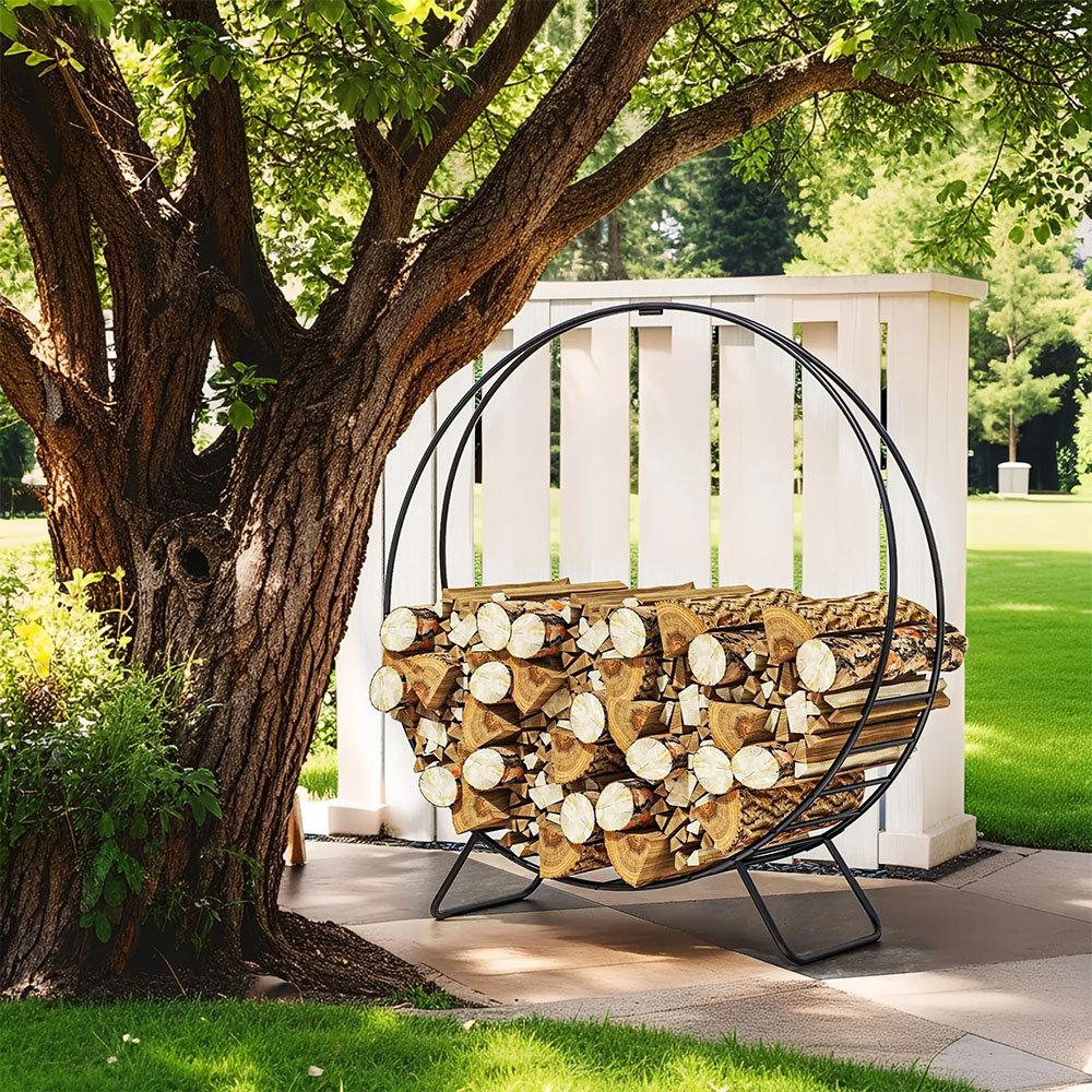 Hokku Designs 40.2 Inches Round Log Rack With Cover | Wayfair