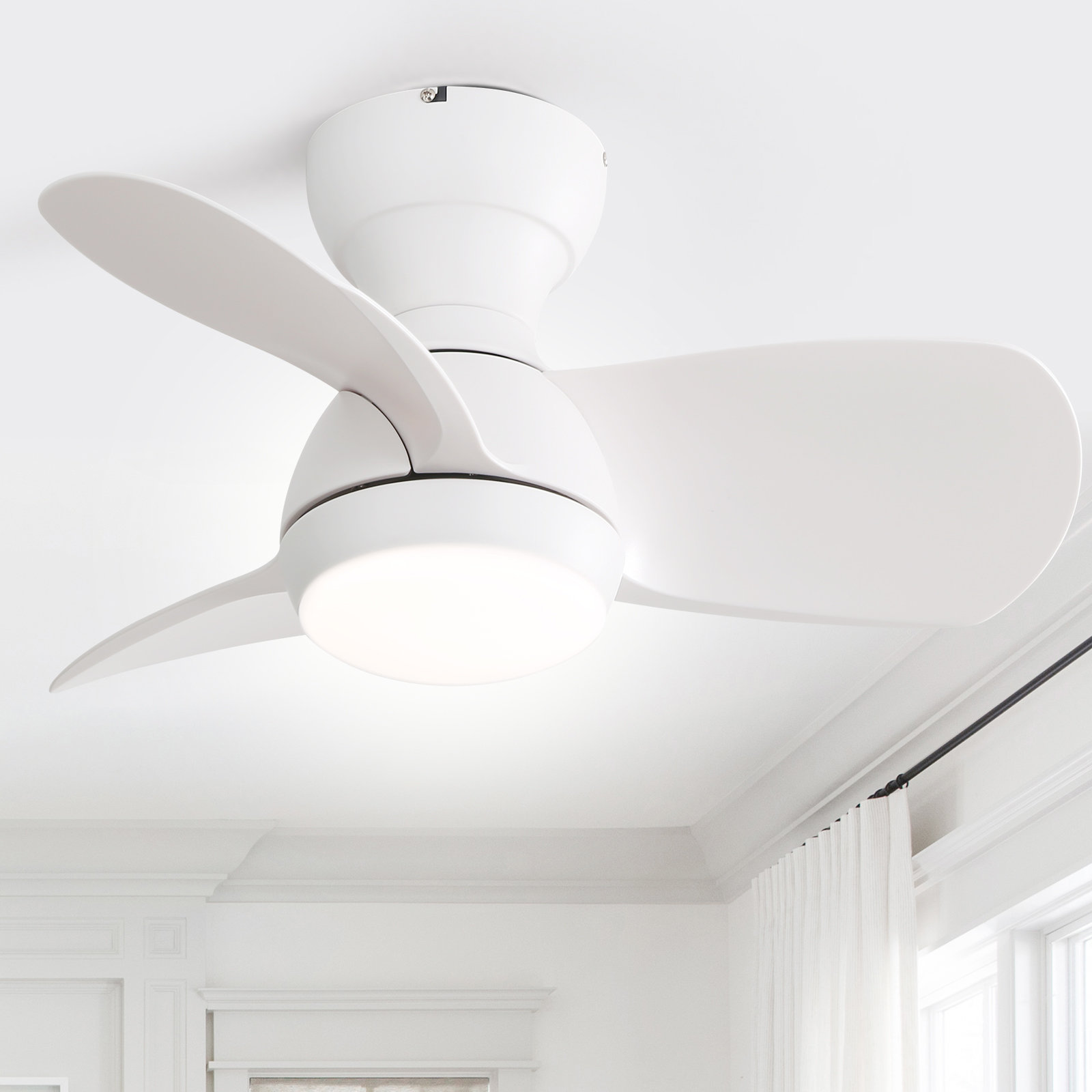 Ivy Bronx Corabelle 23" 3-Blade Modern Flush Mount Ceiling Fan with ...