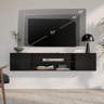 Gracie Oaks Modern Floating TV Stand With Electric Fireplace And Media ...